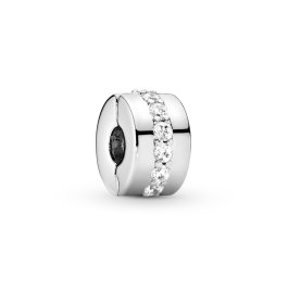 Clear Sparkling Row Clip Charm | Official Pandora™ Malta