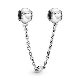 Embossed Hearts Safety Chain Clip Charm | Official Pandora™ Malta