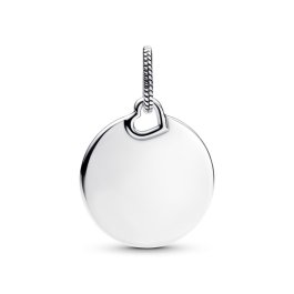 Engravable round sterling silver pendant | Official Pandora™ Malta